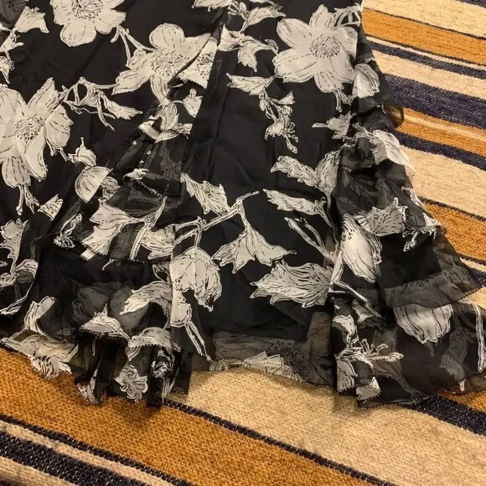 Charter Club | Skirts | Vintage Skirt Charter Club Silk Black Floral ...